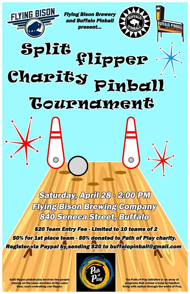 Split Flipper Charity Pinball Tournament April 28 | Buffalo Pinball